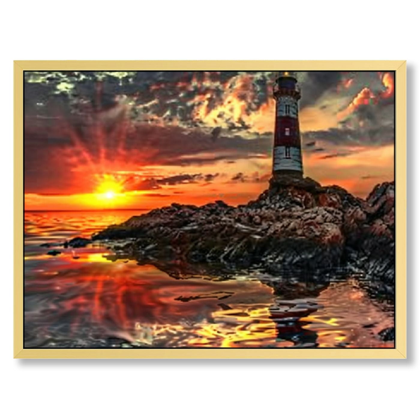 Large Size Wall Art Lighthouse at Sunset Pictures Canvas Print Coastal ...
