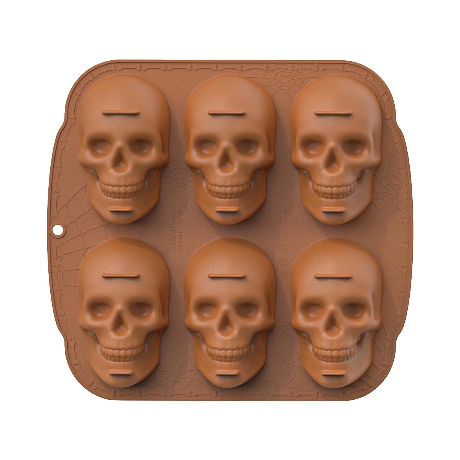 Large Skull Cake Pan Silicone Mold, 6 Cavity Halloween Skull Cakelet ...