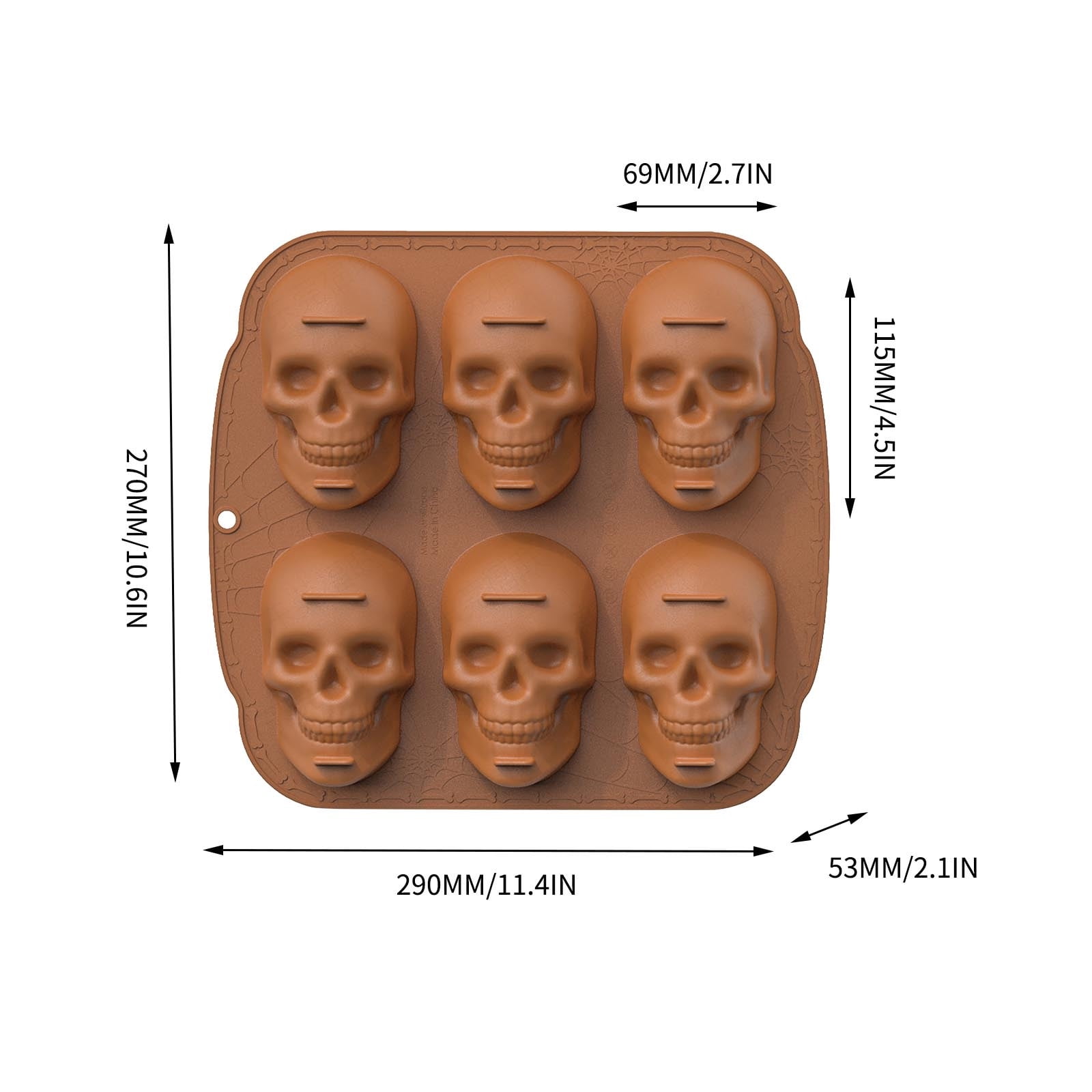 Large Skull Cake Pan Silicone Molds, 6 Cavity Halloween Skull ...