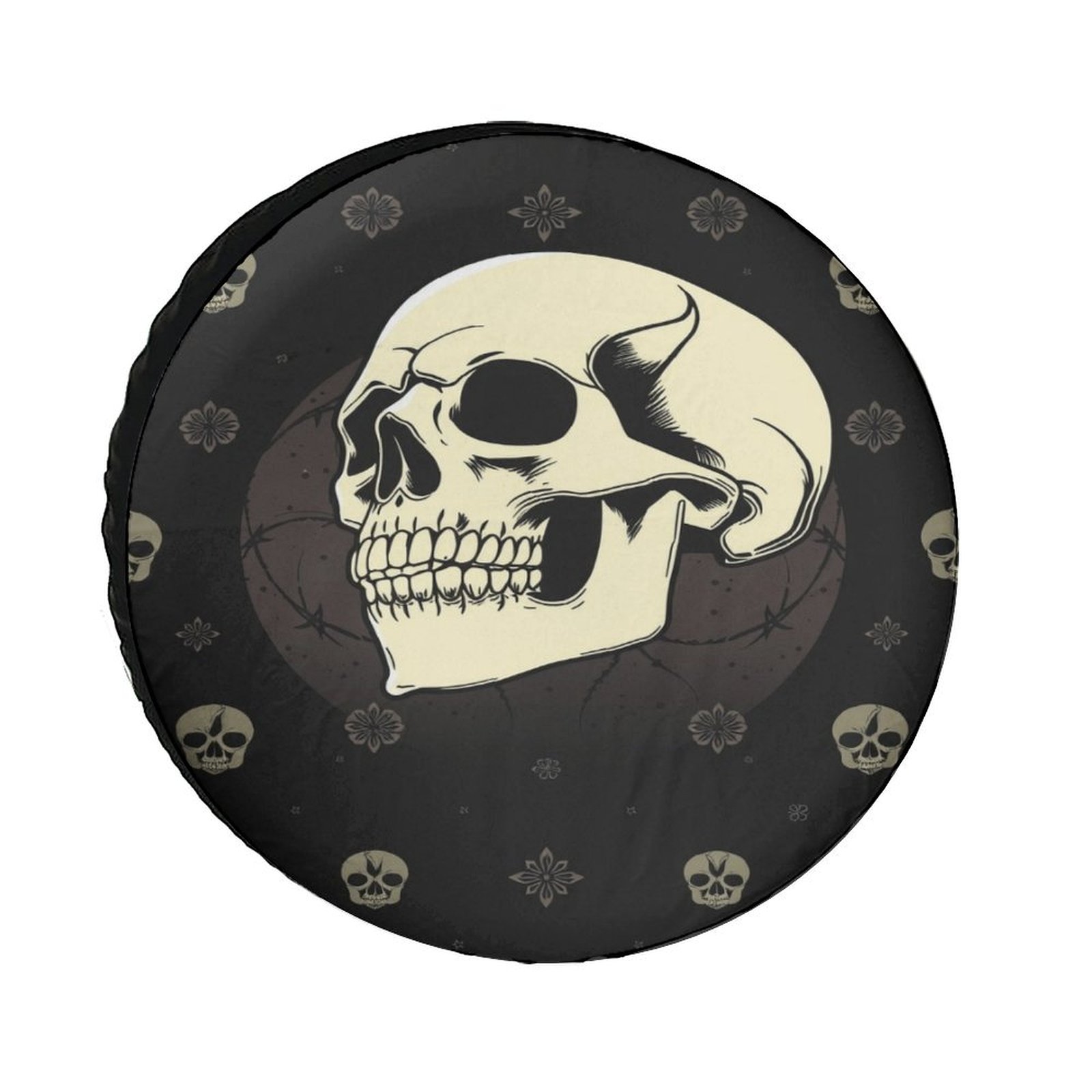 Large Skull Floral Background Spare Tire Cover Weatherproof Wheel ...