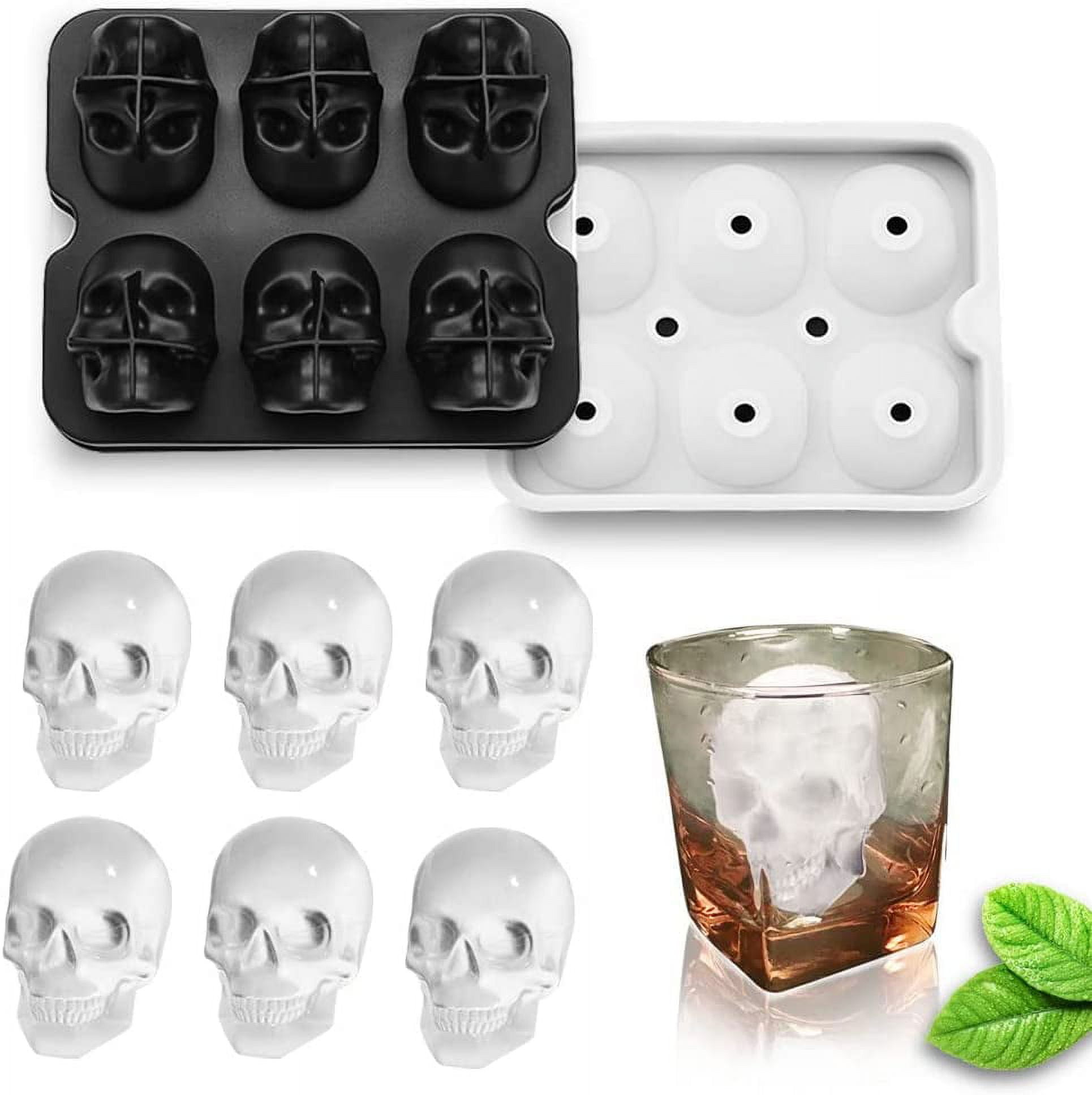 Large Skull Ice Cube Mold Silicone Ice Cube Tray with Transparent lid ...
