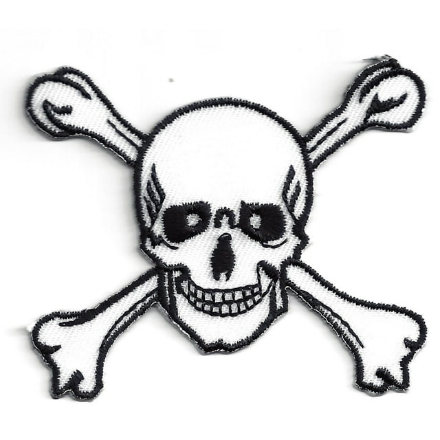 Large - Skull and Crossbones - Iron on Applique/Embroidered Patch ...