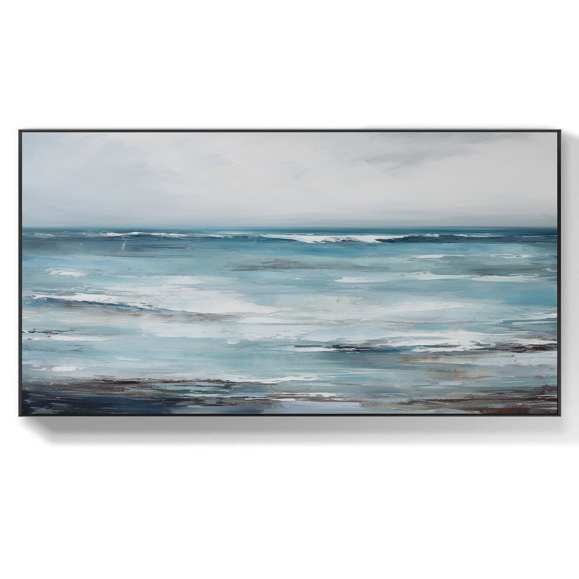 Large Sky and Sea Oil Painting Blue Sea Abstract Painting White Waves ...