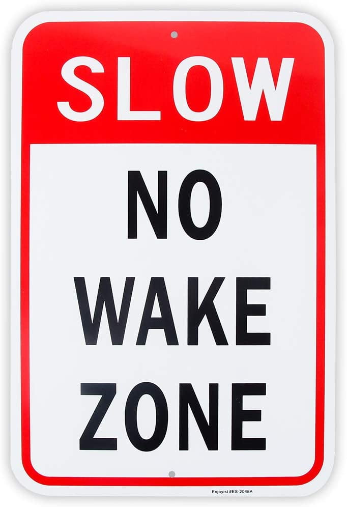 Large Slow No Wake Zone Sign, 18"x 12" Aluminum Reflective Sign Rust ...