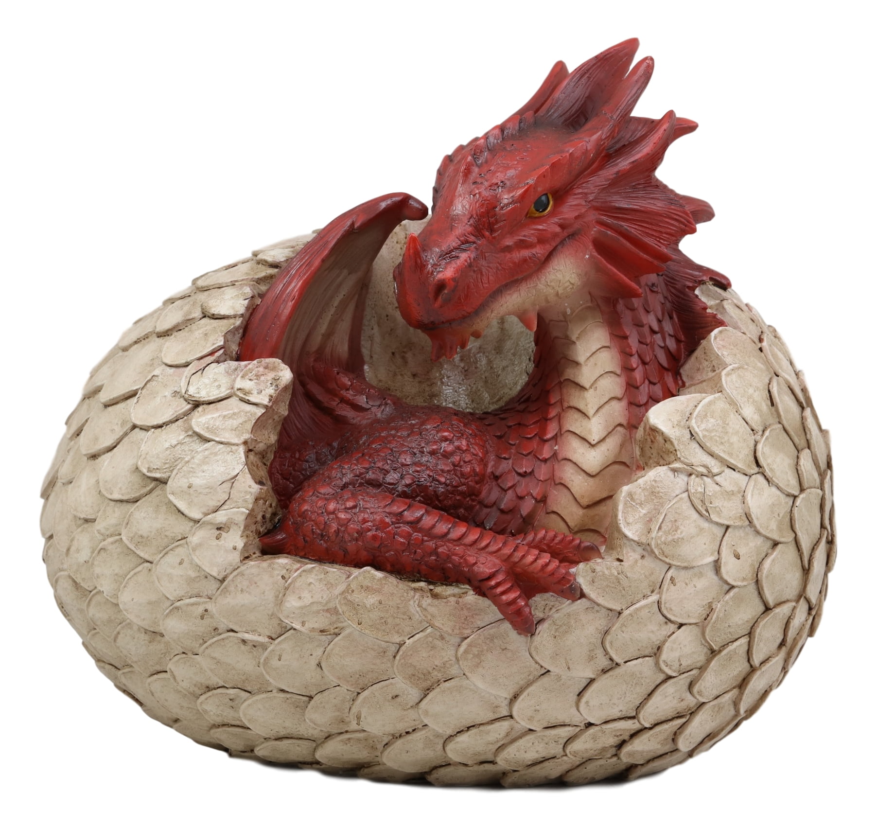 Large Smaug Red Baby Dragon Hatchling in Egg Statue 9.5" Long Dungeons ...