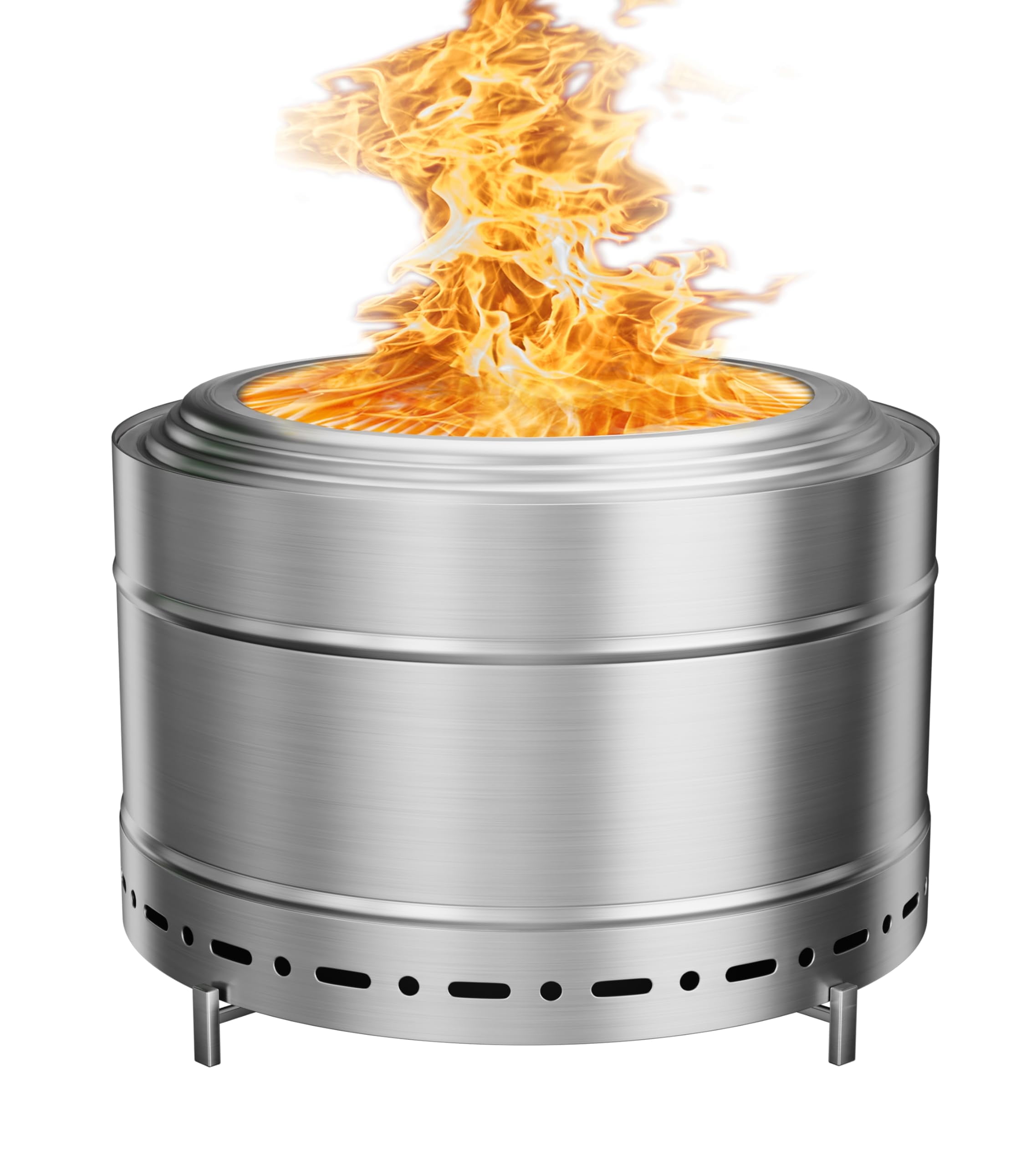 PaPaJet Large Smokeless Fire Pit 27" with Stand Wood Burning Stainless ...