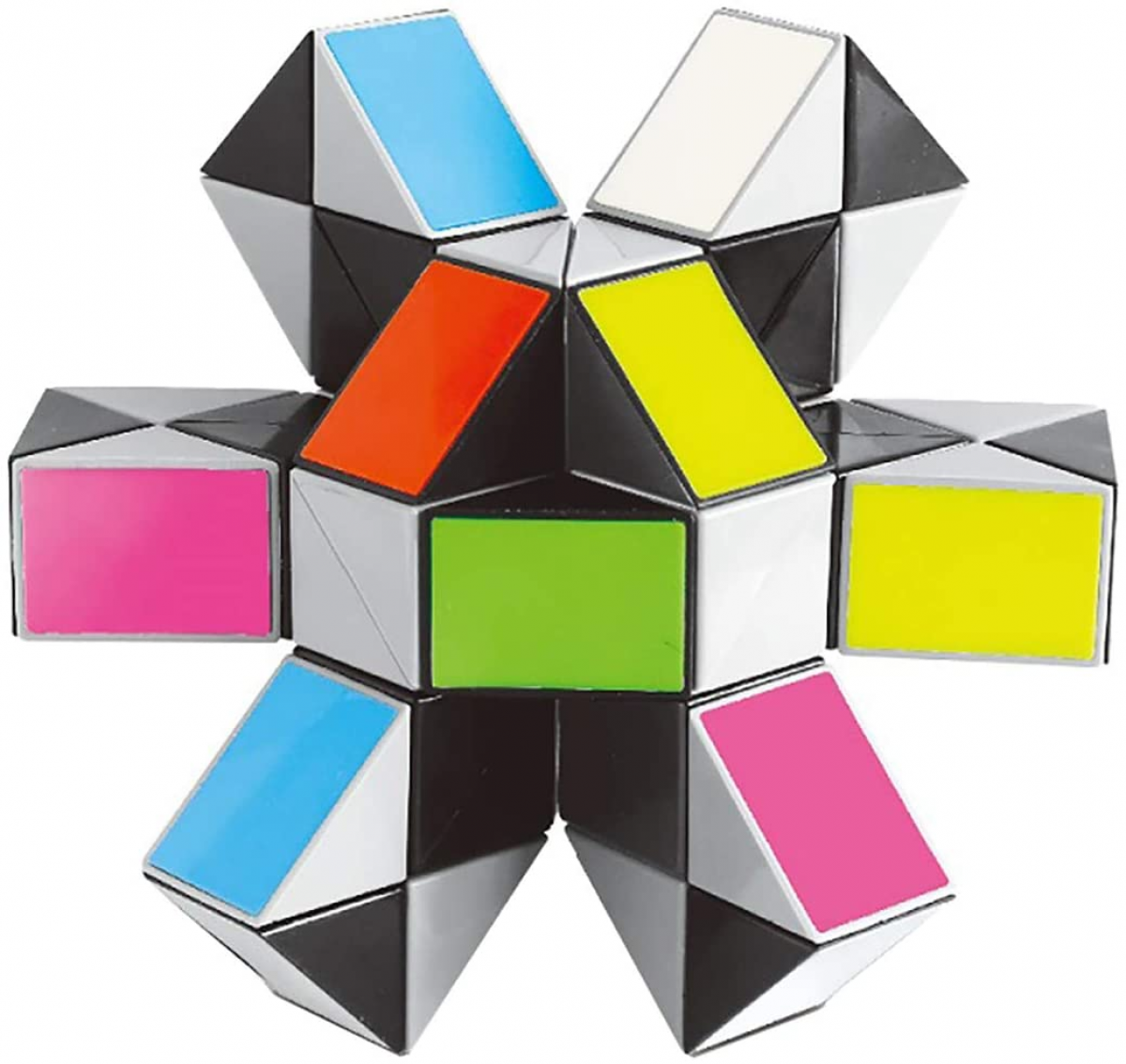 Large Snake Cube Puzzle 48 Wedges Fidget Sensory Toy Vivid Rainbow 8 ...