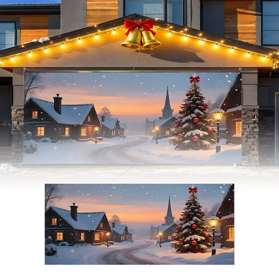 Large Snowman Garage Banner Festive Holiday Photography Decoration For ...