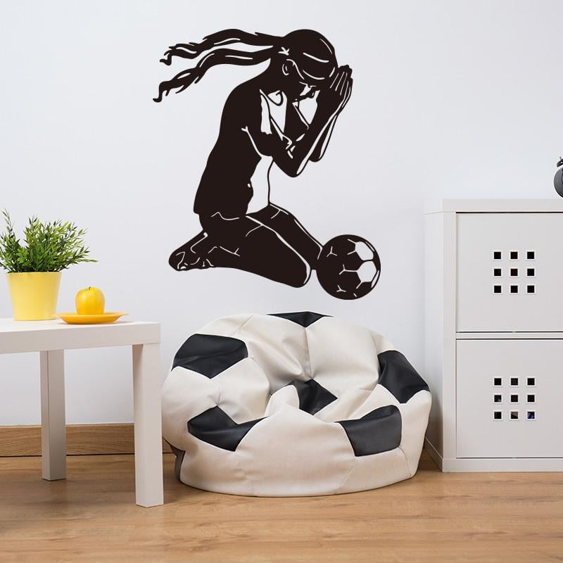 Large Soccer Girl Praying Wall Sticker Girl Room Kids Room Football ...