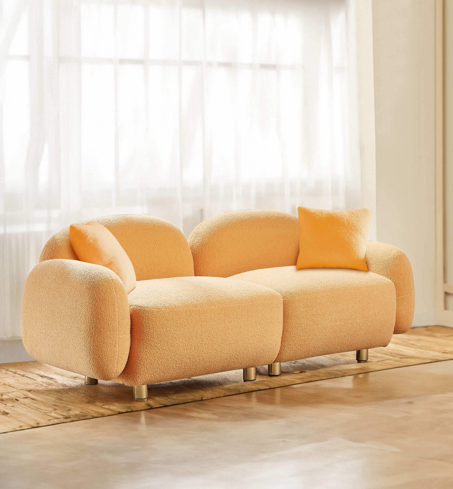 Large Sofa, 77.95" Teddy Velvet Loveseat Couch, Mid-Century Modern ...