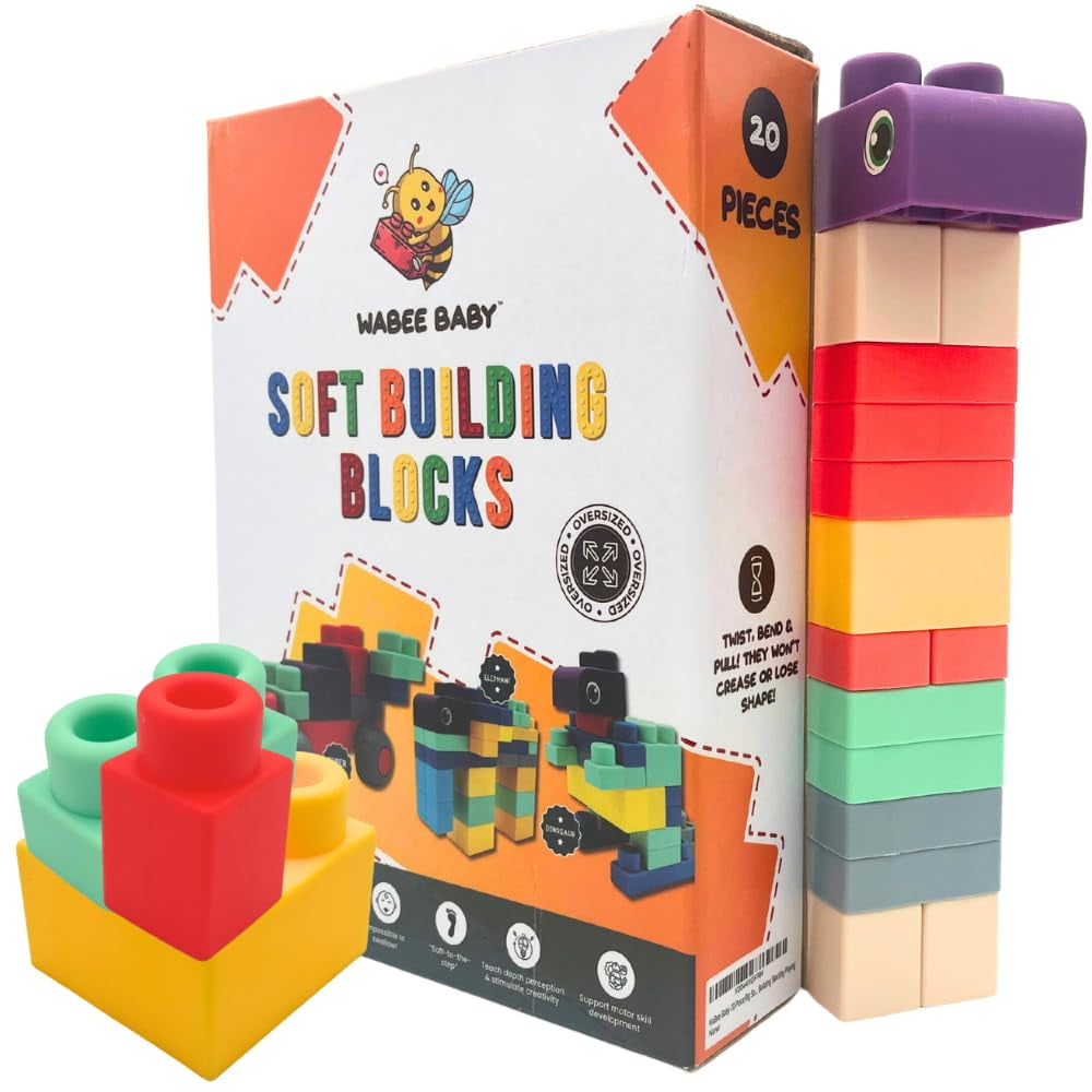 Large Soft Baby Toy Blocks For 6M And Toddlers, Giant 20-Pieces For Building Stacking Playing ...