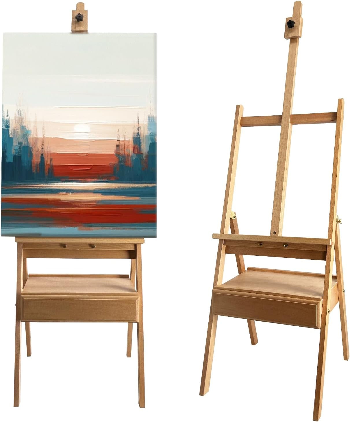 Large Solid Beech Wood Painting Easel with Storage Drawer(60"~75" H), H ...