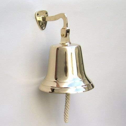 Large Solid Brass Wall Mount Bell Knotted Pull, 8" - Nautical Décor ...