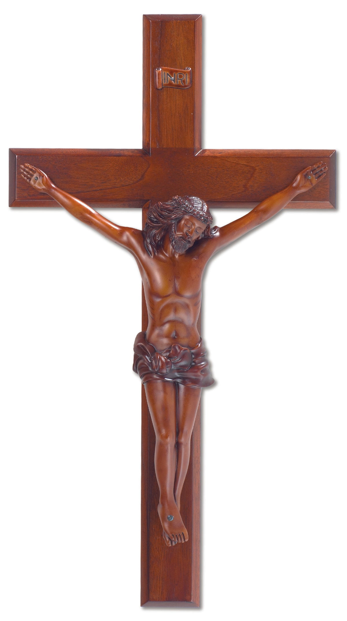 Large Solid Mahagony Wall Crucifix - Walmart.com