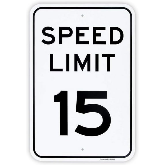 Large Speed Limit 15 MPH Sign, 18"x 12" Aluminum Reflective Sign Rust ...