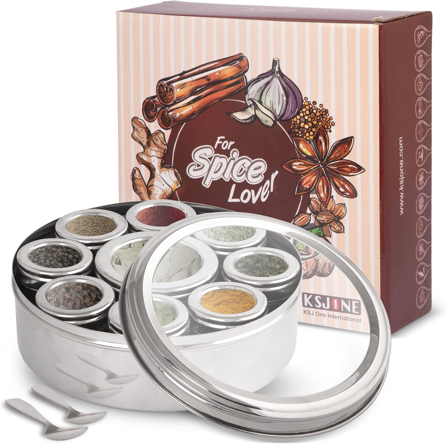 Large Spice Container Masala Dabba With 9 Compartments, Masala Box ...