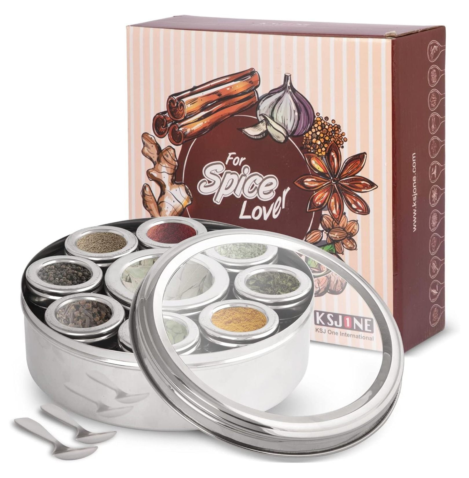 Large Spice Container Masala Dabba With 9 Compartments, Masala Box ...