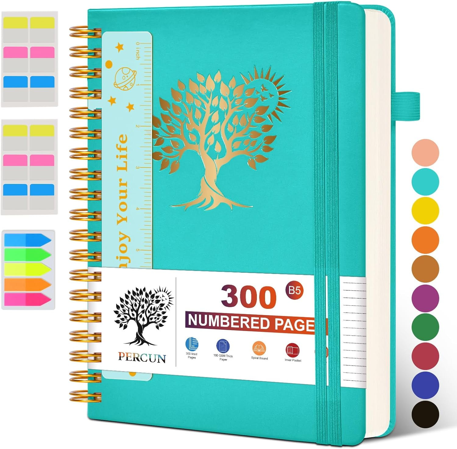 Large Spiral Notebook Journal for Women Men - 300 Numbered Lined Pages ...