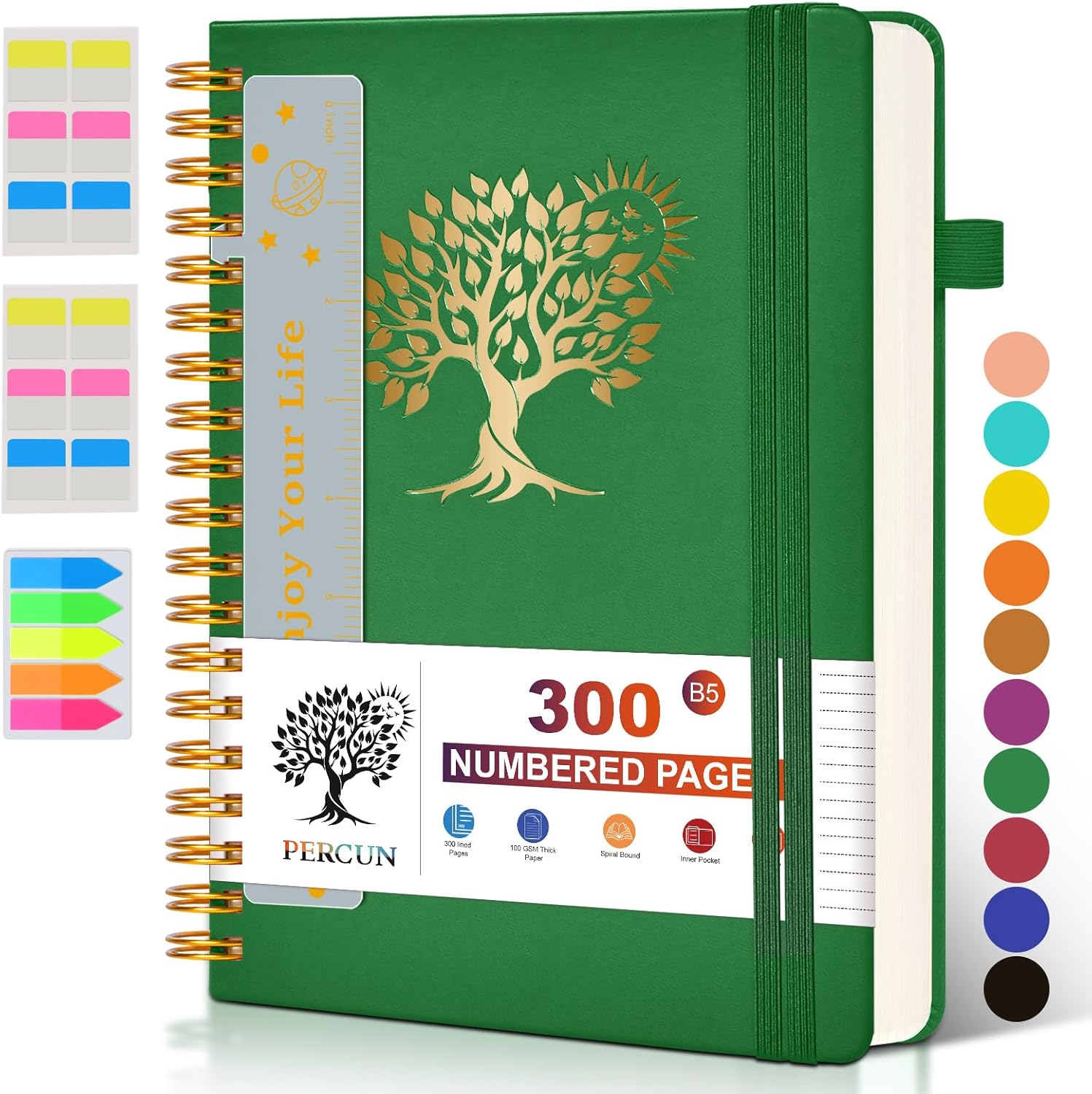 Large Spiral Notebook Journal for Women Men - 300 Numbered Lined Pages ...