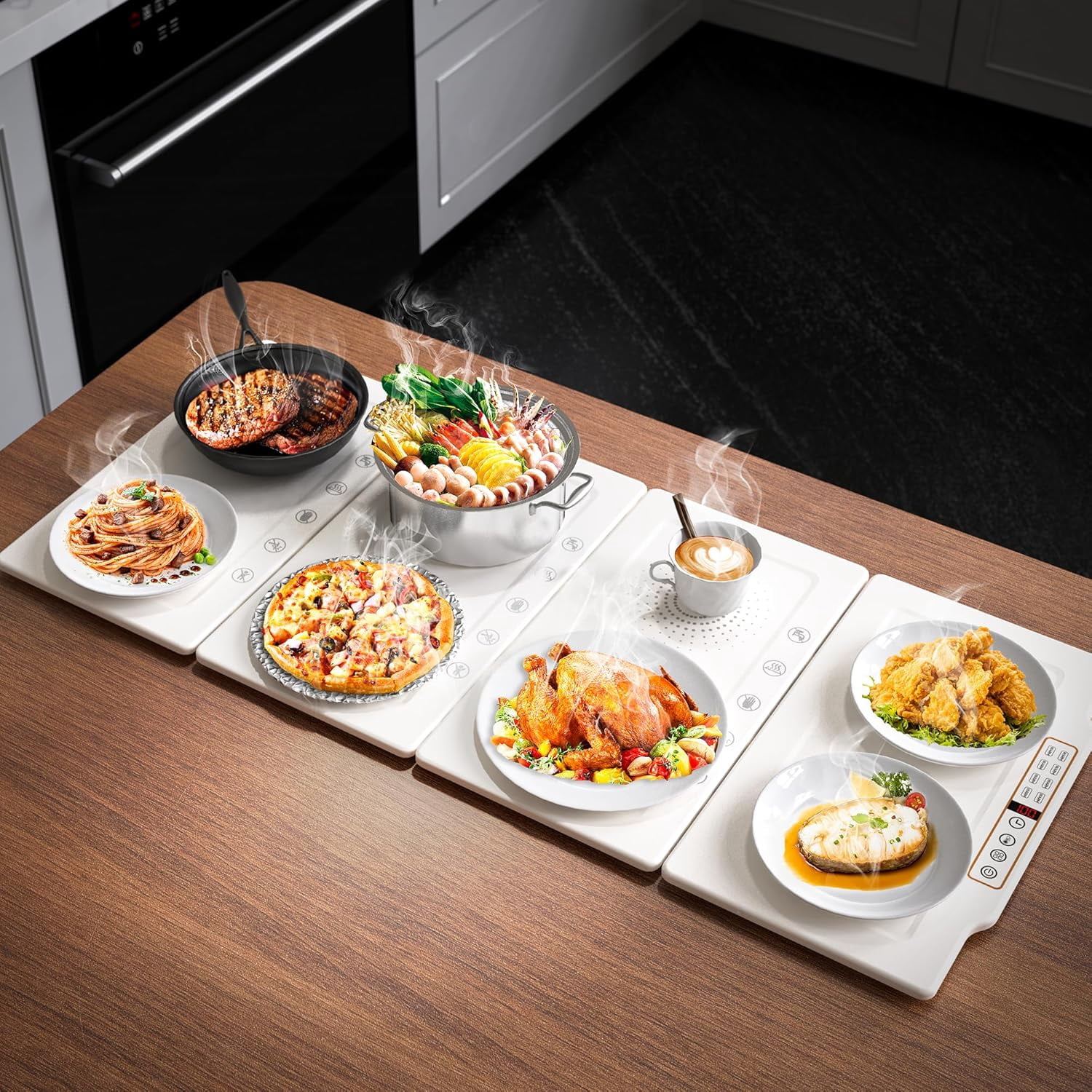 Large Splicing Electric Warming Tray (33x15 Inch) - Metal Foldable and ...