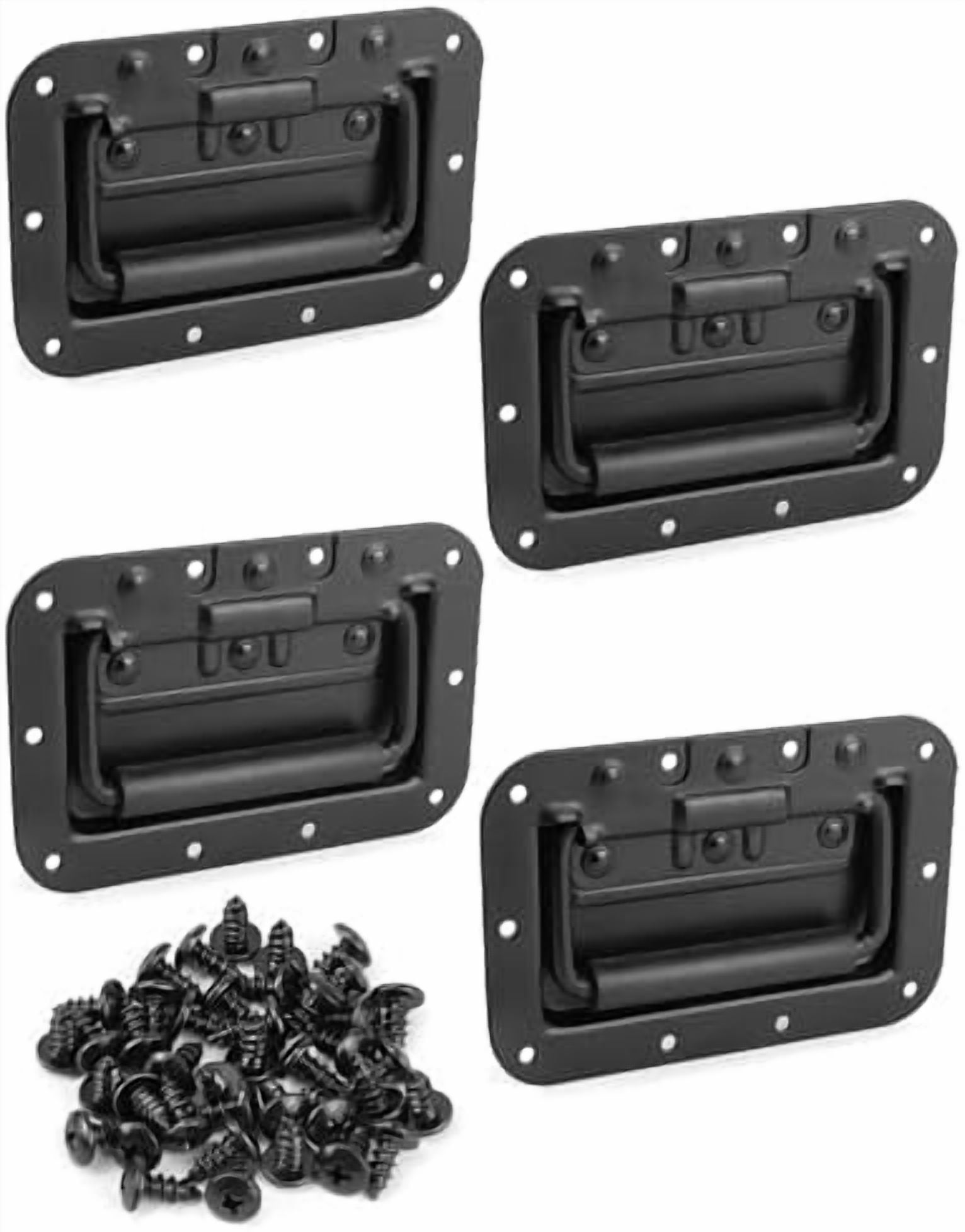 Large Spring Loaded Recessed Handle with Screws, 4 Pack Durable Steel ...