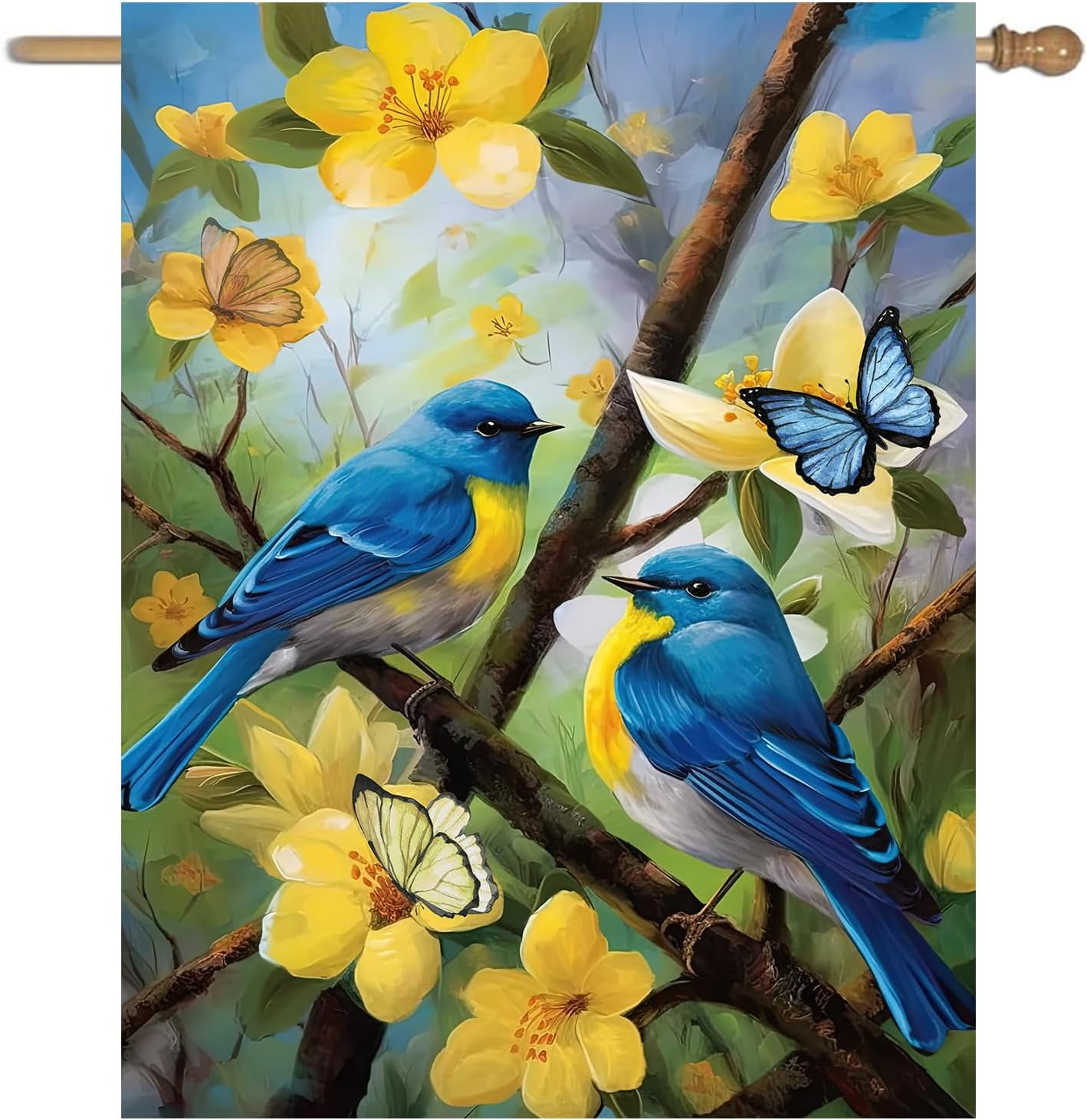 Large Spring Summer House Flags 28x40 Double Sided Bluebird Garden Flag ...