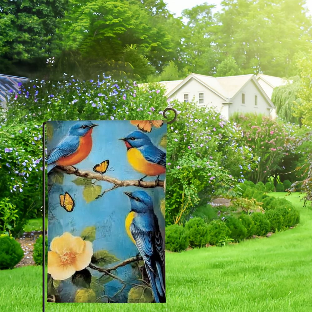 Large Spring Summer House Flags Double Sided Bluebird Garden Flag ...