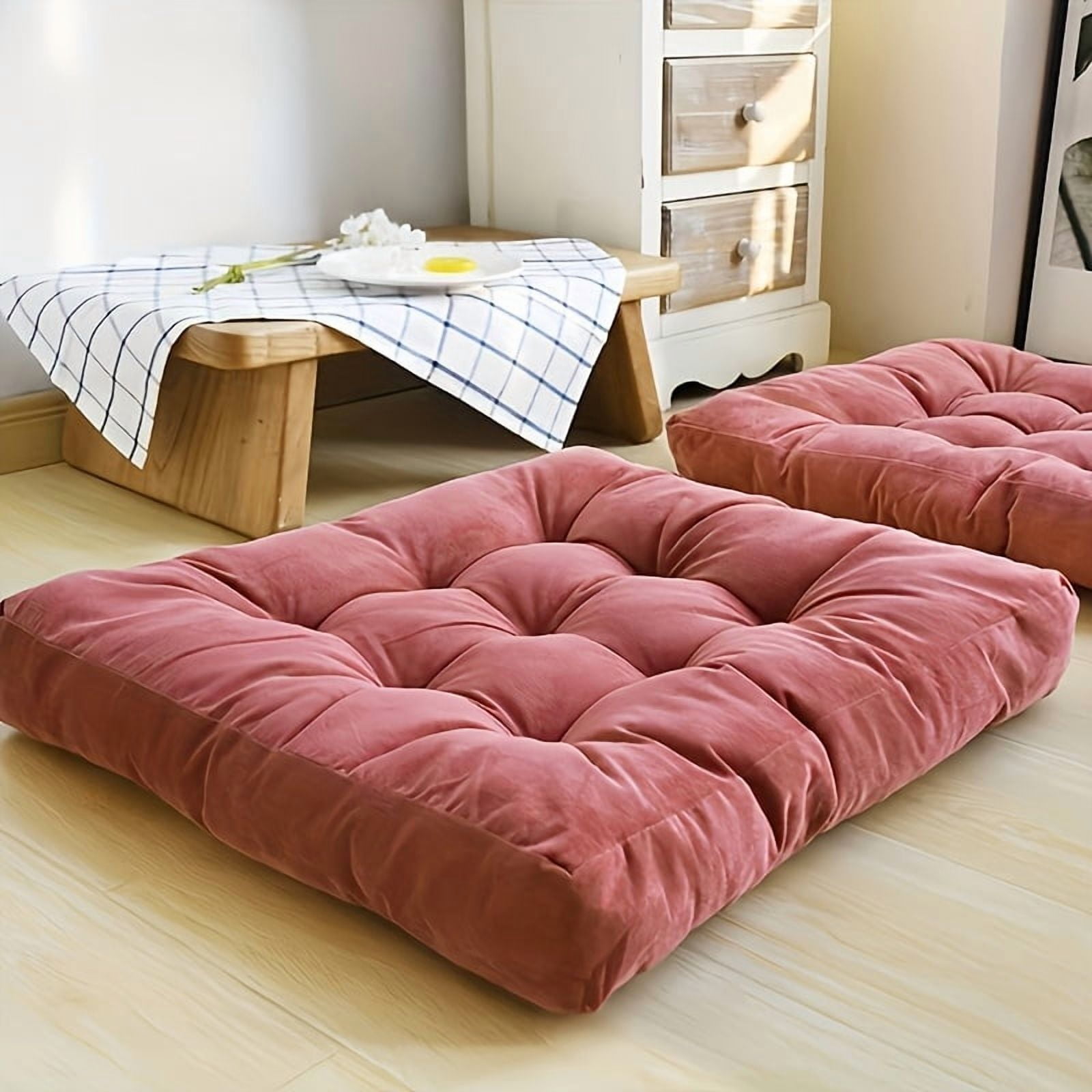 Large Square Corduroy Floor Pillow - Thickened Plush Tatami Cushion for ...