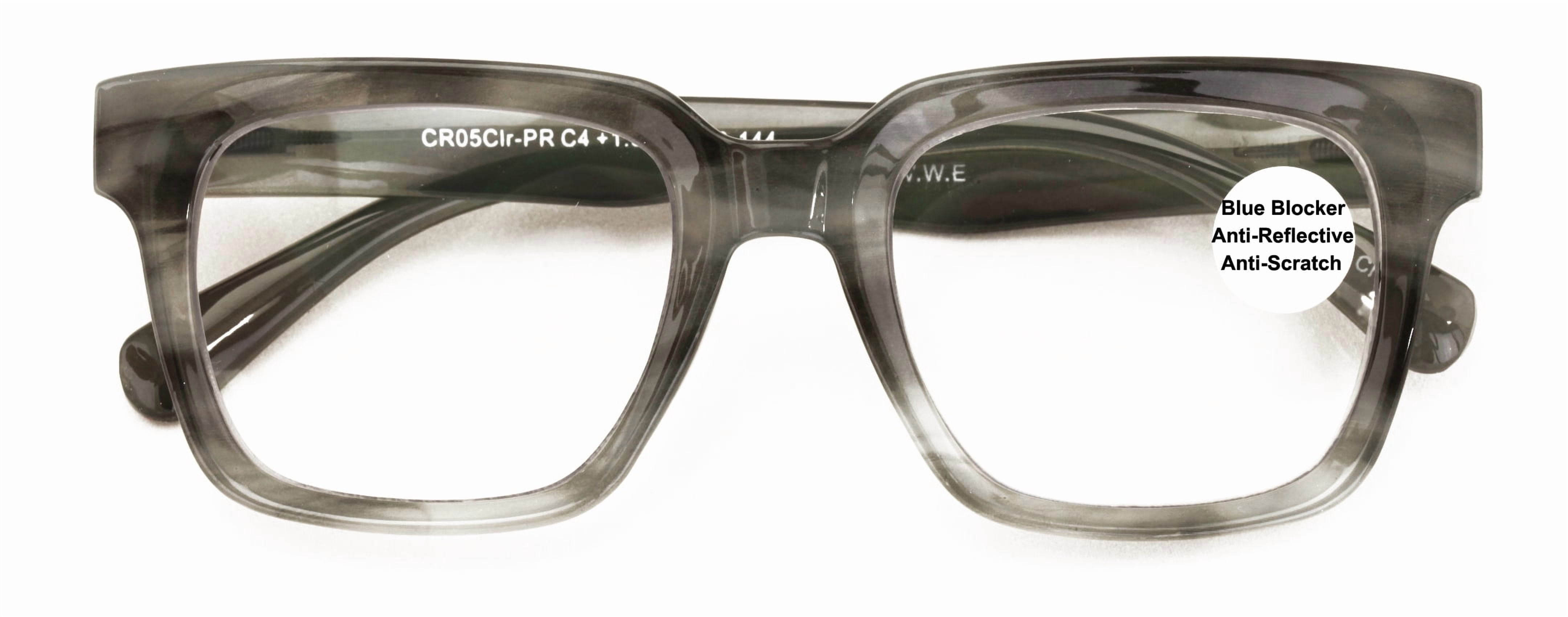 Large Square Oversized Anti Blue Blocker Reading Glasses - UV ...