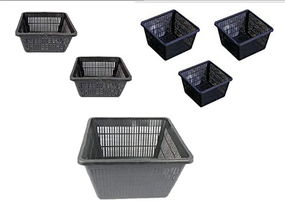 Large Square Pond Plant and Flower Basket Variety Pack, Black Plastic ...
