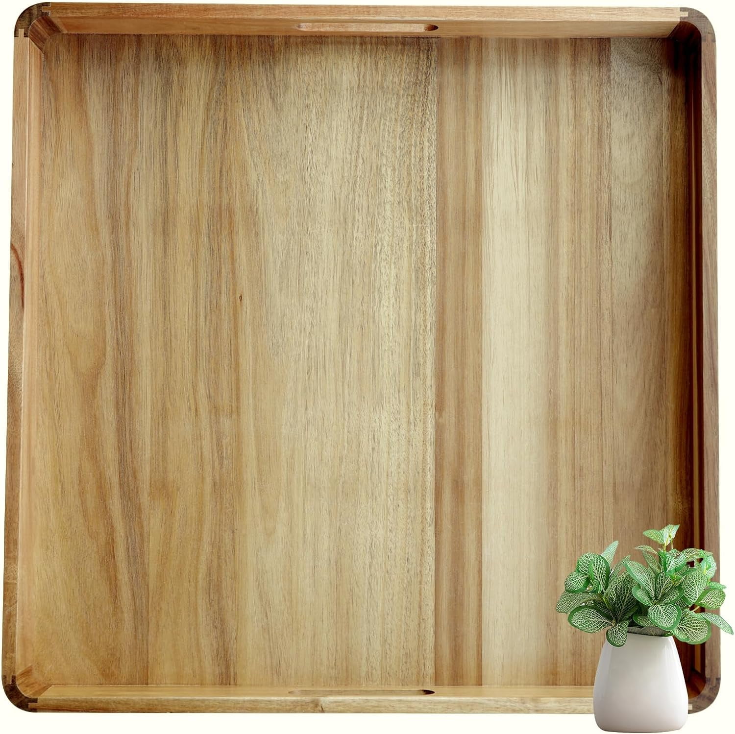 Large Square Wood Tray for Big Ottoman Coffee Table, 22" Oversized Wood ...