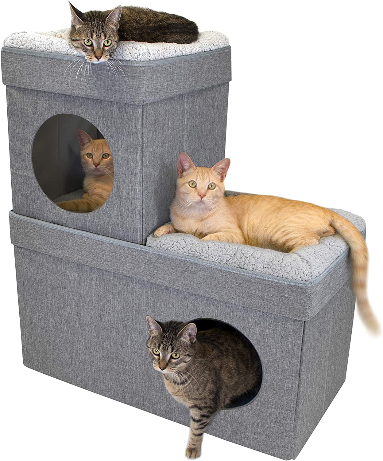 Large Stackable Grey Condo, Cat Cube, Cat House, Pop Up Bed, Cat ...