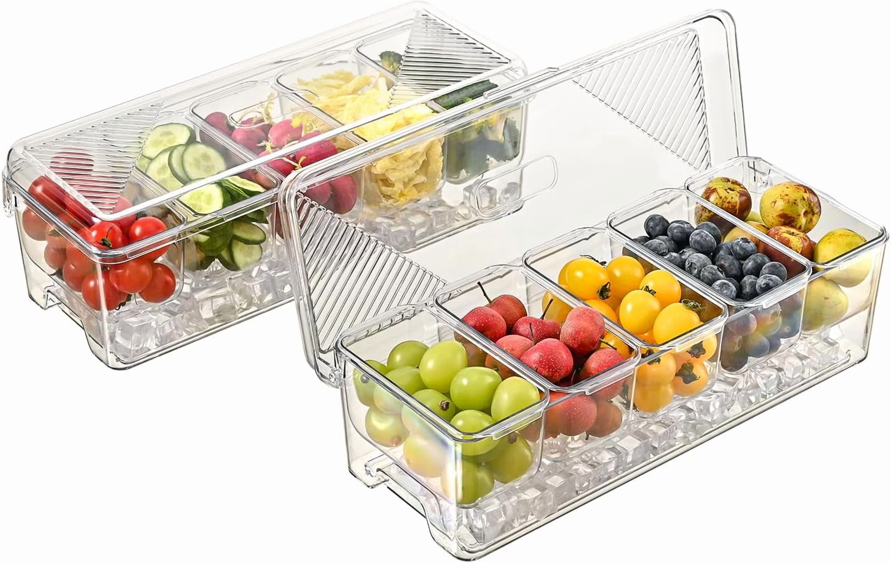 Large Stackable Ice Chilled Condiment Server with Lids & Spoons - 5 ...