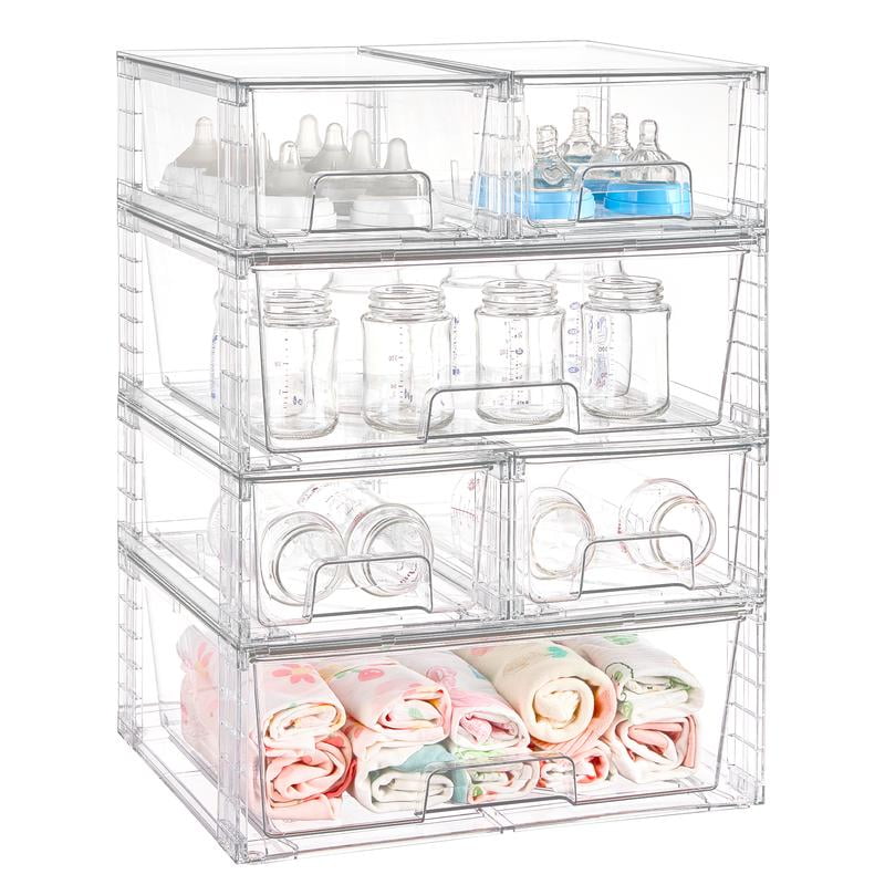 Large Stackable Kitchen Pantry Storage Drawers, Clear Organizer Bins ...