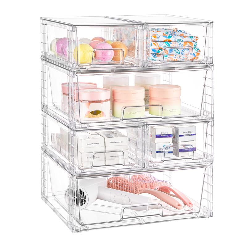 Large Stackable Kitchen Pantry Storage Drawers, Clear Organizer Bins ...