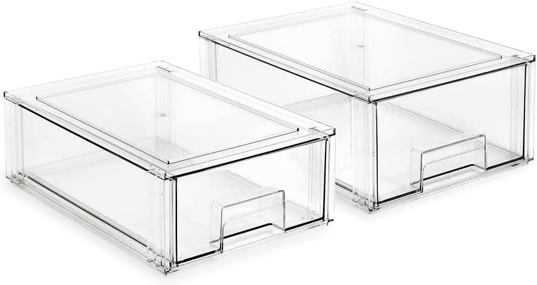 Large Stackable Organizer Drawer (13.5” x 9.9” x 5.4”), Clear Plastic ...