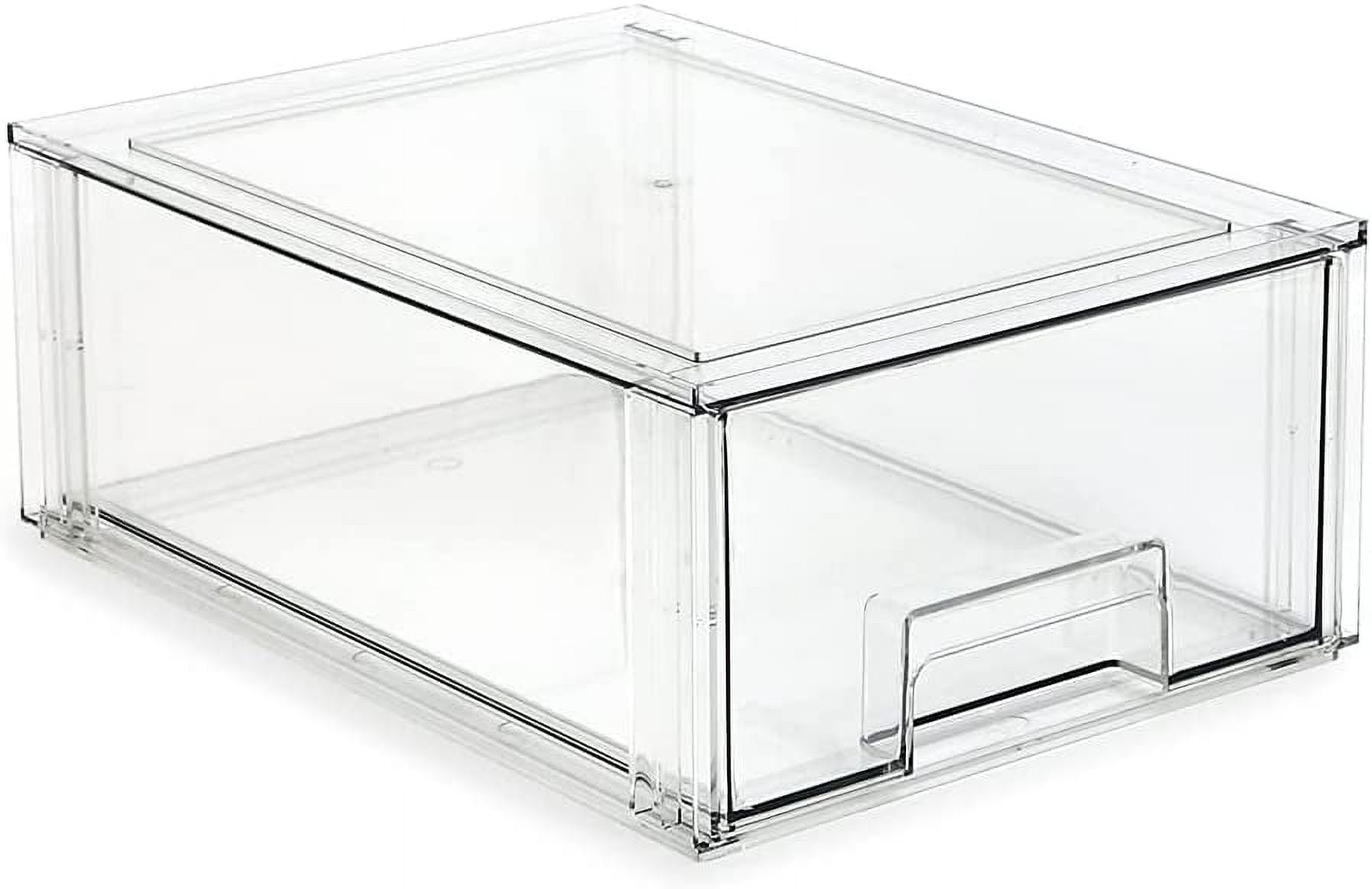 Large Stackable Organizer Drawer (13.5” x 9.9” x 5.4”), Clear Plastic ...