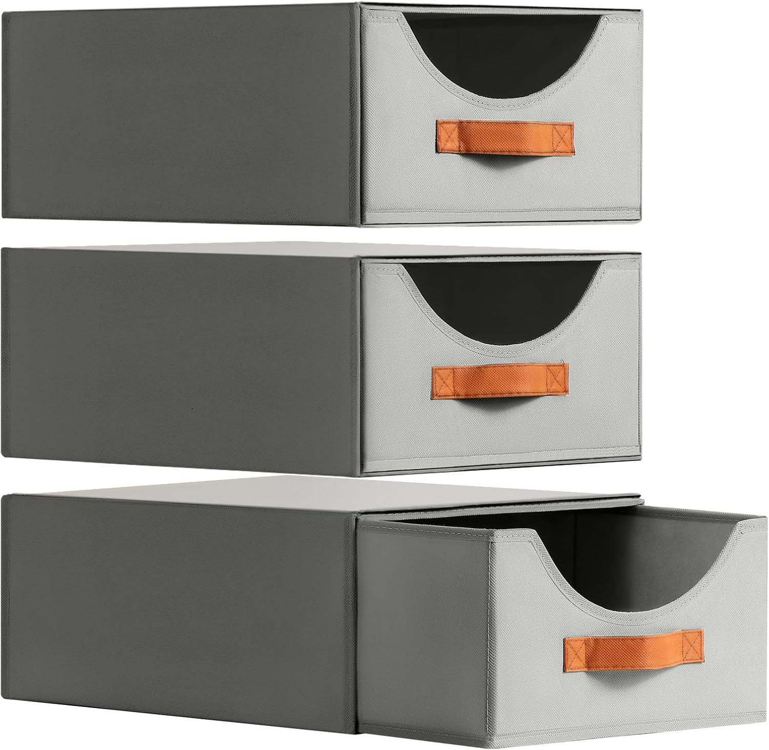 Large Stackable Storage Bins - Fabric Pull-out Closet Shelf Organizer ...