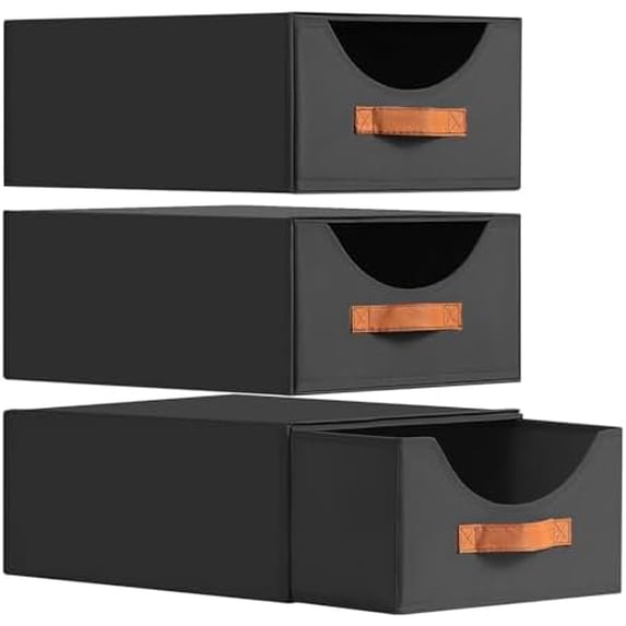 Large Stackable Storage Bins - Fabric Pull-out Closet Shelf Organizer ...