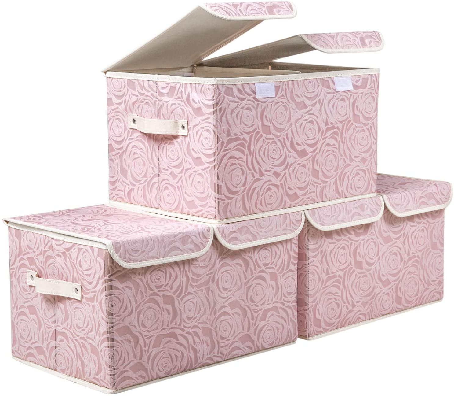 Large Stackable Storage Bins with Lids Fabric Decorative Storage Box ...