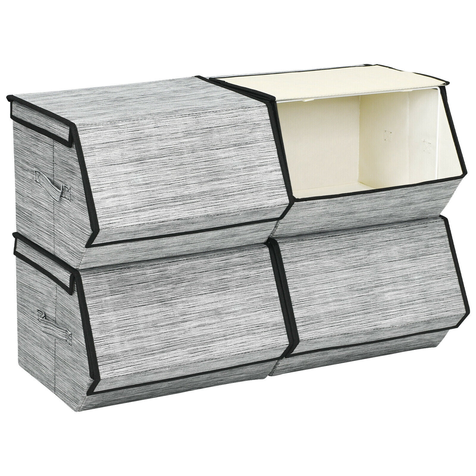 Large Stackable Storage Bins with Lids - 4 Sets of Organizers with ...