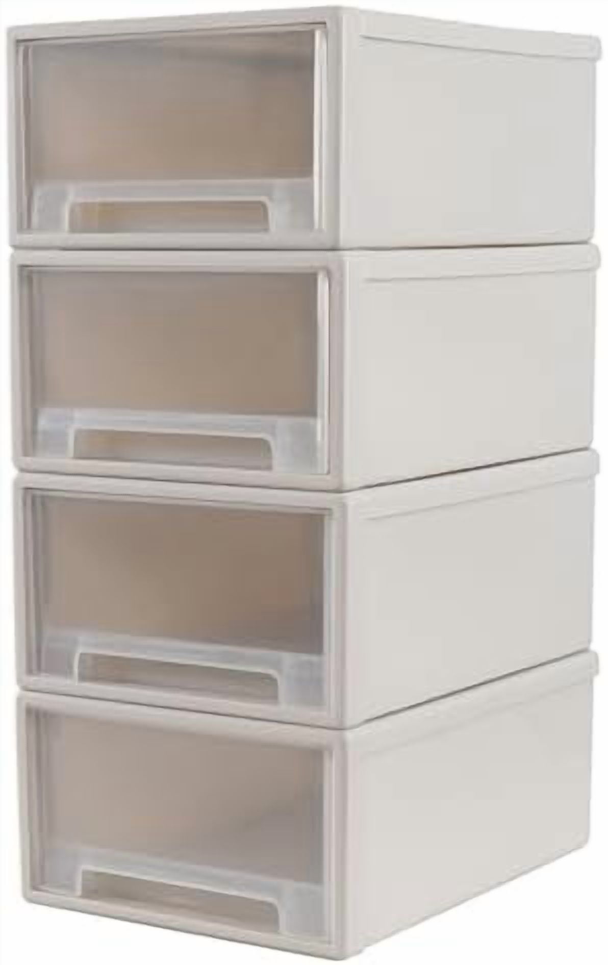 Large Stackable Storage Drawers, 18 Quart Plastic Desktop Stacking Drawer Units, Set of 4 ...