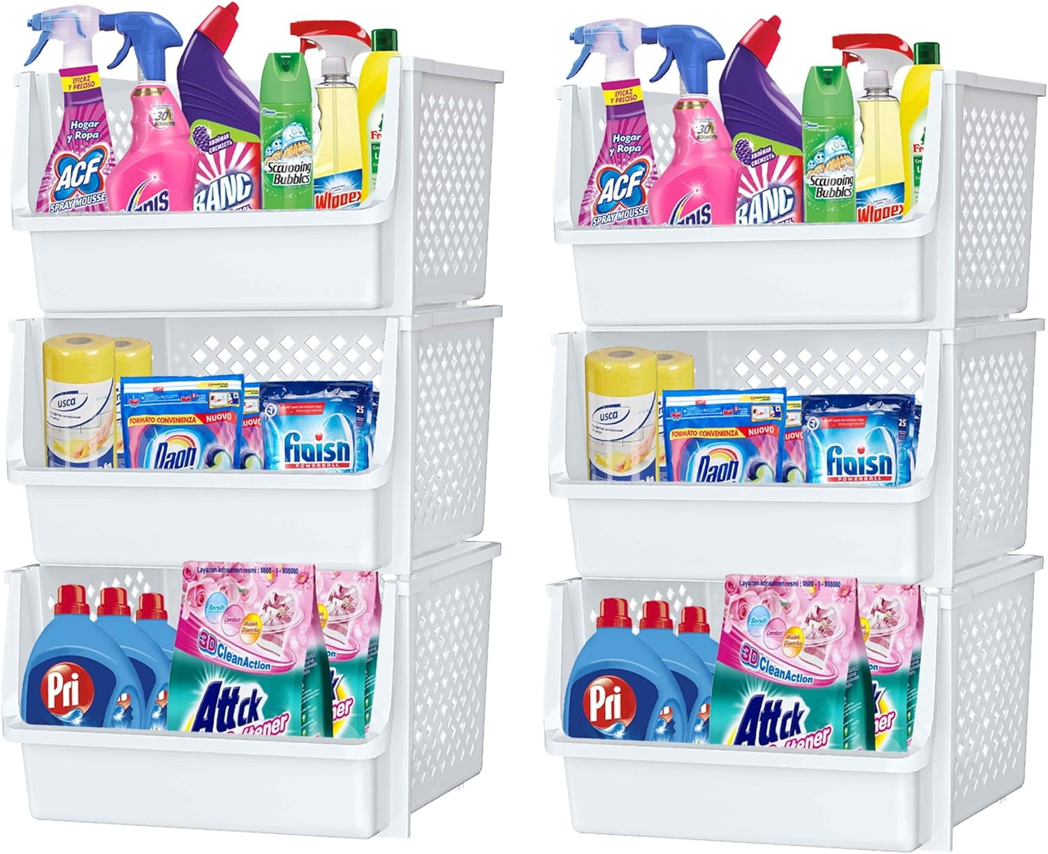 Large Stacking Bins Open Front for Pantry, 6 Pack Stackable Bins For ...