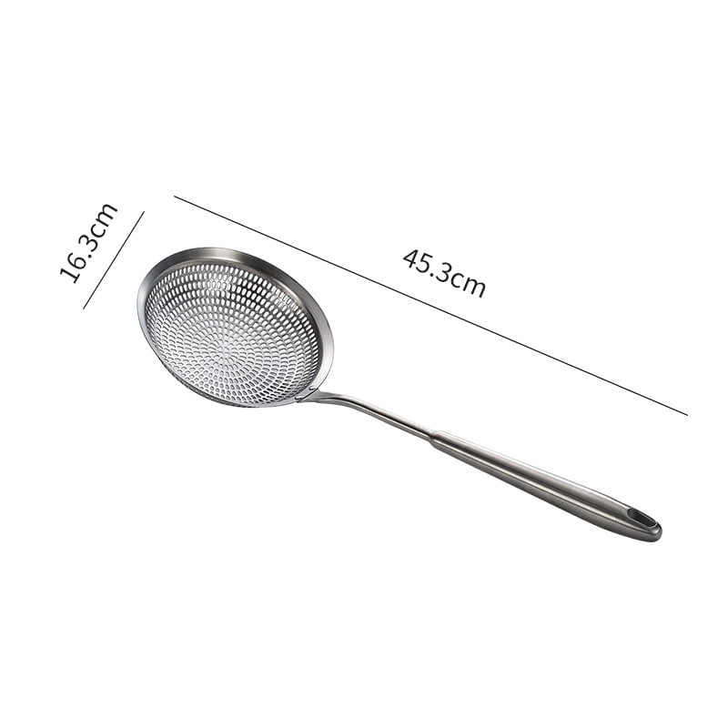 Large Stainless Steel Colander Fine Holes Skimmer Long Handle French ...