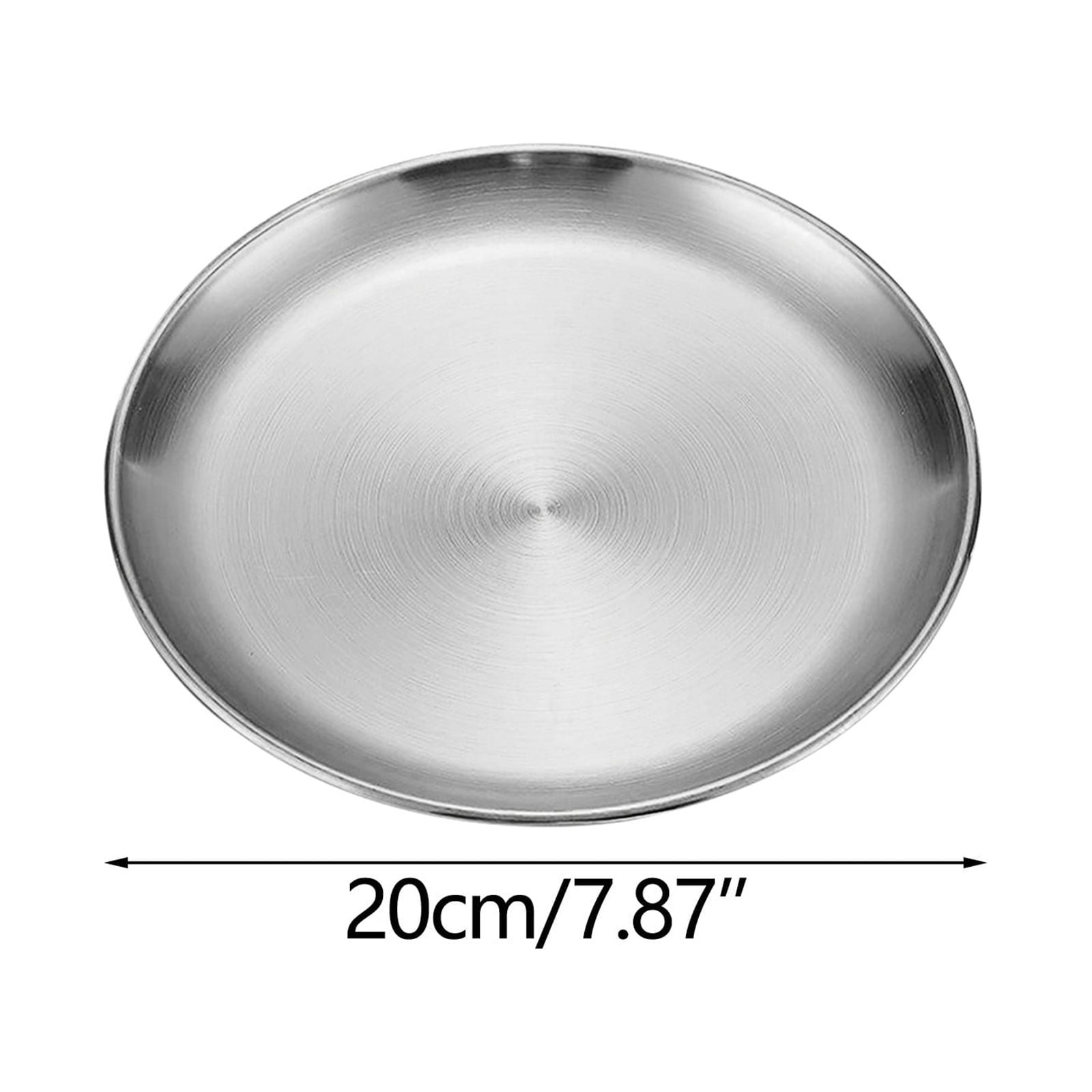Large Stainless Steel Plate, 7.87 Inch Round Dinner Metal Plates, Metal ...