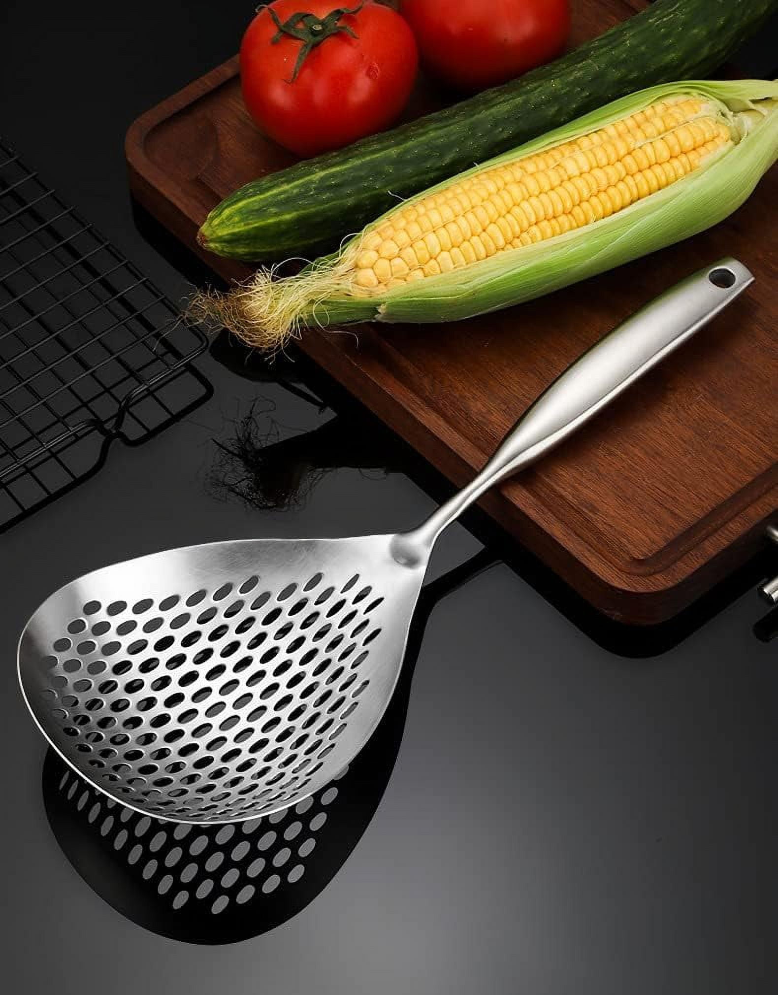 Large Stainless Steel Strainer, Strainer Spoon, Metal Single-Piece ...