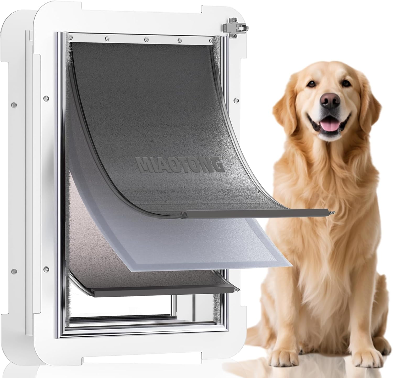 Large Steel 3-Flap Dog Door for Exterior Doors, Insulated, Lockable ...