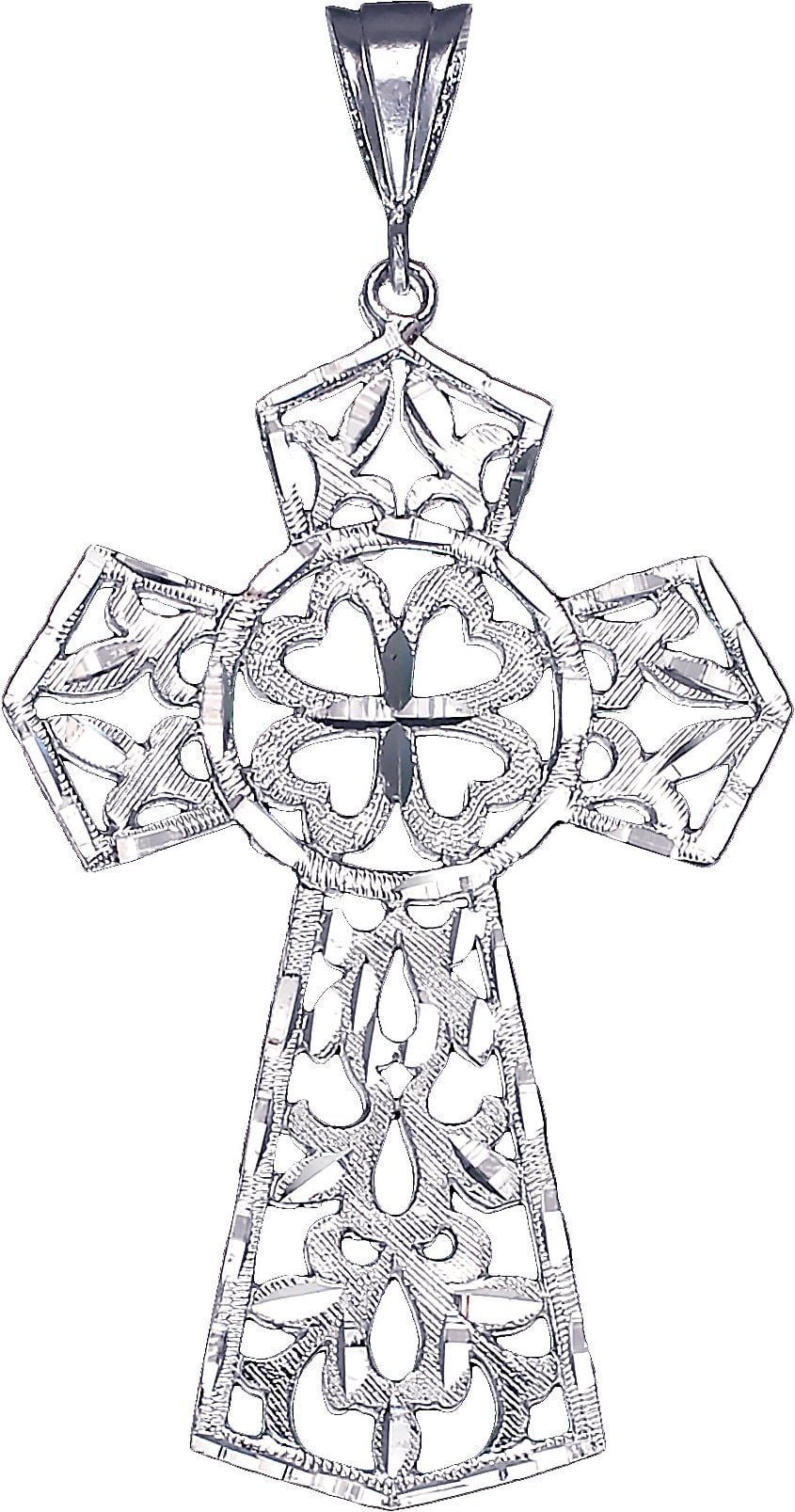 Large Sterling Silver Cross without Jesus Pendant Necklace Diamond Cut ...