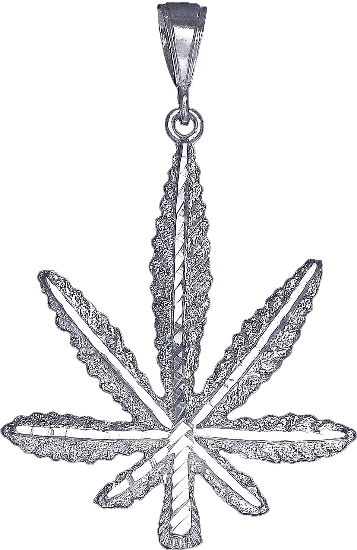 Large Sterling Silver Marijuana Leaf Charm Pendant Necklace 6.7 Grams 2 ...