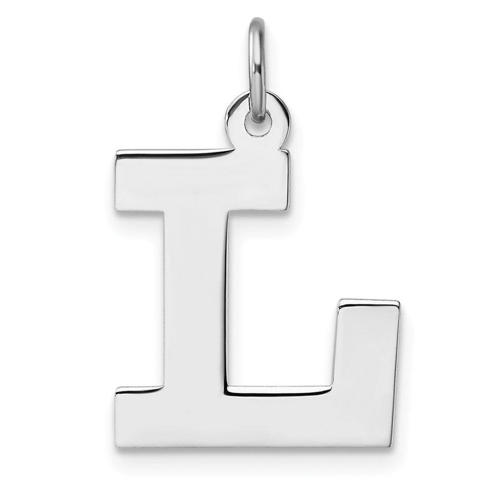 Large Sterling Silver Rhodium-plated Block Letter L Initial Charm ...